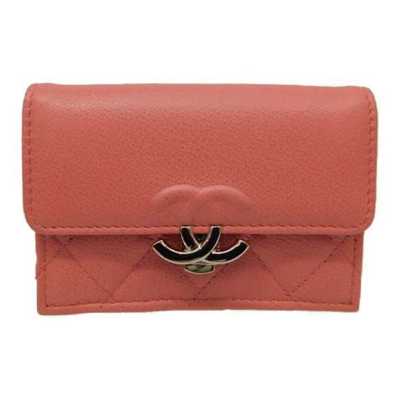 CHANEL | Bags | Chanel Flap Wallet Caviar Skin Tri Fold Pink Cherry ...
